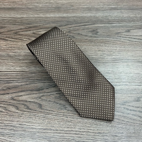 Murano | Accessories | Murano Xl Brown Tan White Check Silk Tie | Poshmark
